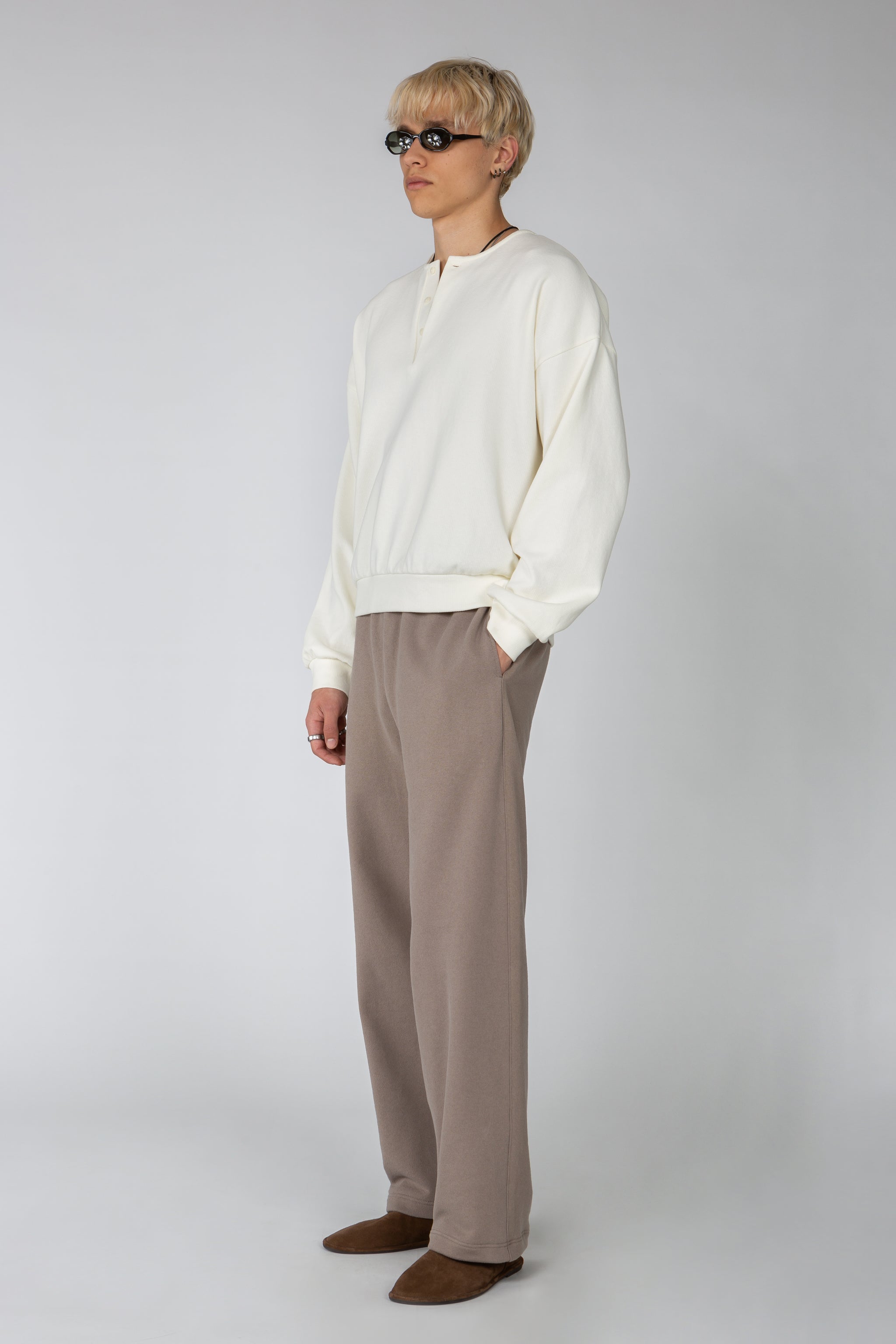 Drop Shoulder Henley - Soft White – SHADES OF GREY BY MICAH COHEN