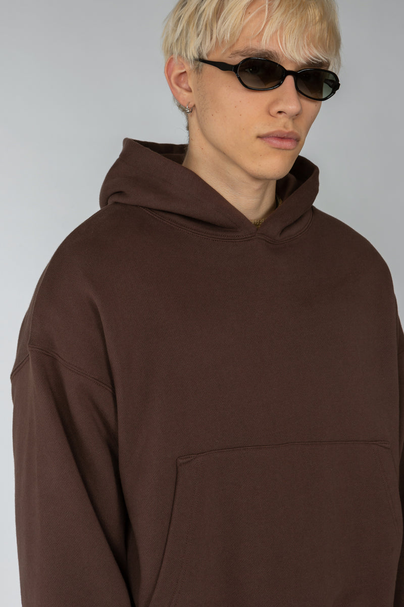 Cropped Hooded Sweatshirt - Dark Brown French Terry – SHADES OF GREY BY ...